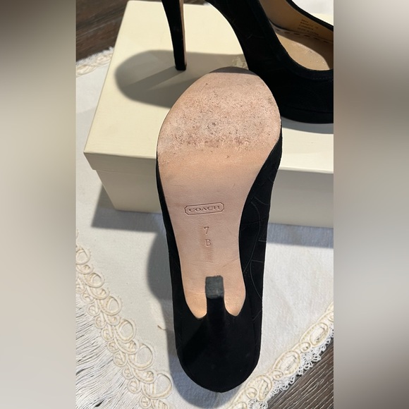 Coach | Shoes | Coach High Heels Black Suede Size 7 Like New Just Twice ...
